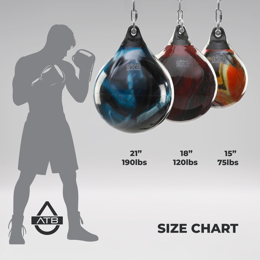 21" 190lb. Aqua Punching Bag - Fireball Orange Water Filled Heavy Bag ...